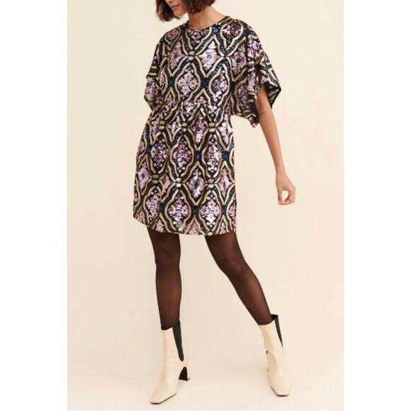 Anthropologie | Dresses | Anthropologie Amalia Sequined Tunic Mini ...